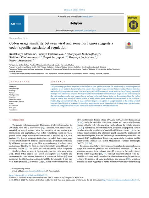 pdf codon usage similarity between viral and some host genes suggests