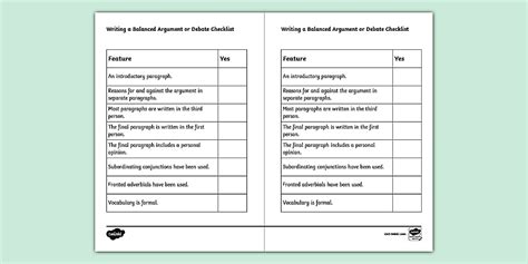Ks2 Writing A Balanced Argument Debate Checklist Twinkl