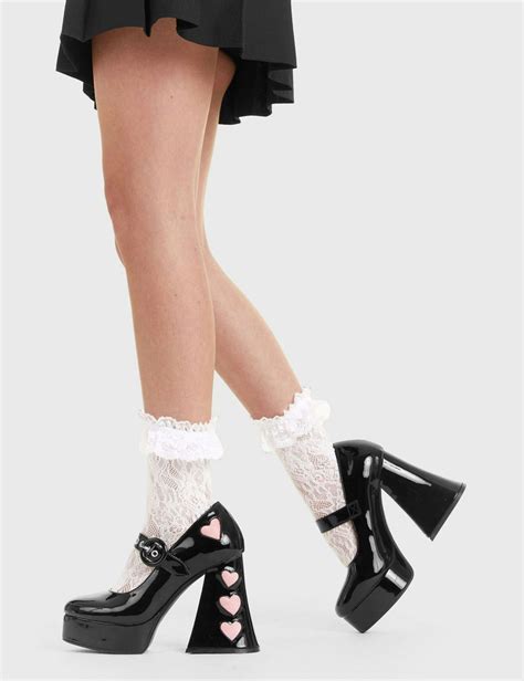 Lamoda Love Sick Platform Heels Black Patpink Heart Rackhams