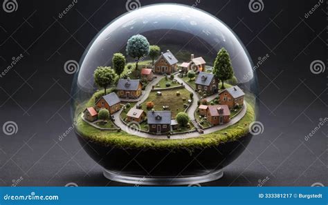 Conceptual Representation Of A Small Village Wrapped In A Bubble