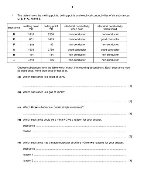 Cambridge Igcse Chemistry Worksheet States Of Matter Pdf Gases Chlorine