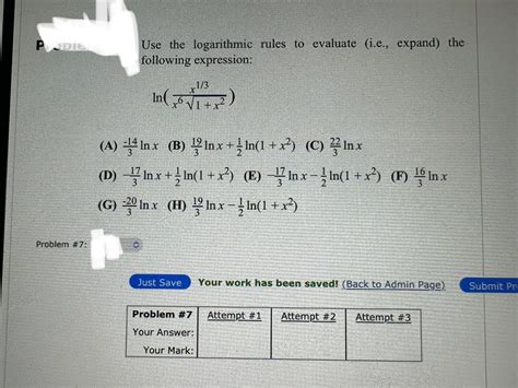 Solved Use The Logarithmic Rules To Evaluate I E Expand Chegg