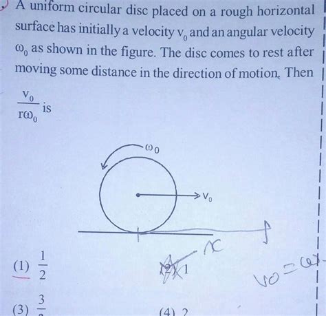 [answered] a uniform circular disc placed on a rough horizontal surface