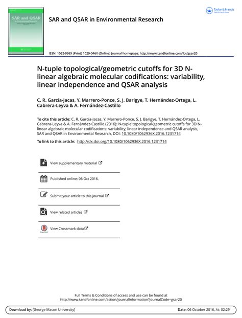Pdf N Tuple Topological Geometric Cutoffs For 3d N Linear Algebraic Molecular Codifications