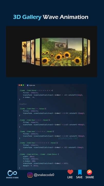 3d Gallery Wave Animation Using Html Css Html5 Css3 Codeing Javascript Developer 3d