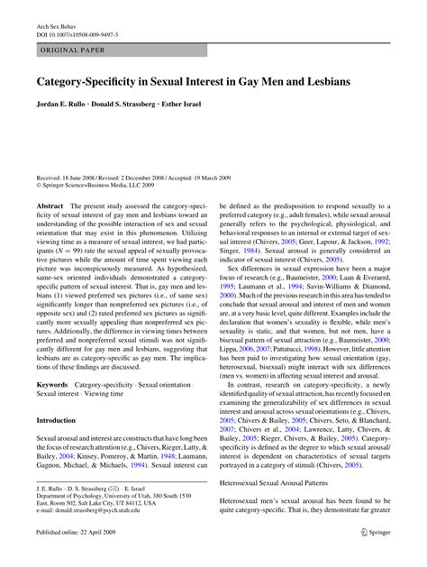 Pdf Category Specificity In Sexual Interest In Gay Men And Lesbians