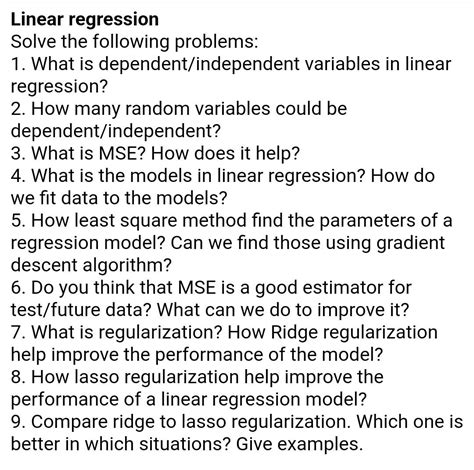 Solved Linear Regression Solve The Following Problems Chegg