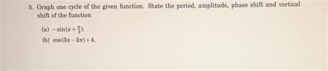Solved 5 Graph One Cycle Of The Given Function State The Chegg Com