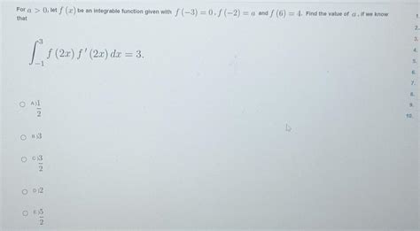solved for a 0 let f x be an integrable function given