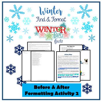 Microsoft Word Formatting Activities Winter Computer Formatting Activities