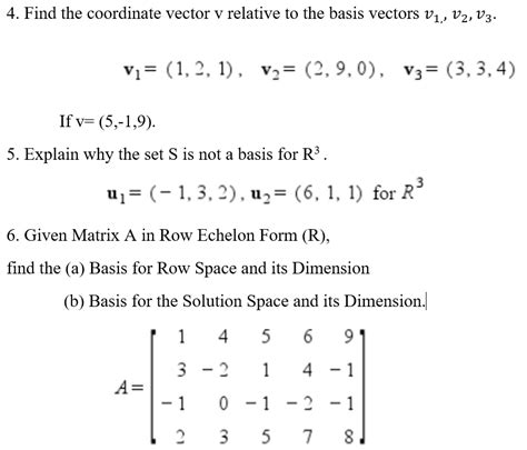 Solved Find The Coordinate Vector V Relative To The Basis Chegg