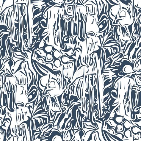 Monochrome Seamless Pattern With A Simple Abstract Drawing Vector Stock Illustration