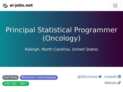 Hiring Principal Statistical Programmer Oncology In Raleigh North