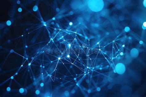 Abstract Blue Network Connections Glowing Nodes Digital Technology