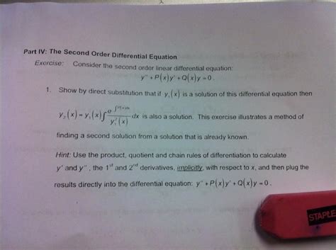 Solved The Second Order Differential Equation Consider The Chegg