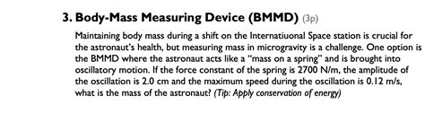 Solved Body Mass Measuring Device Bmmd 3p Maintaining