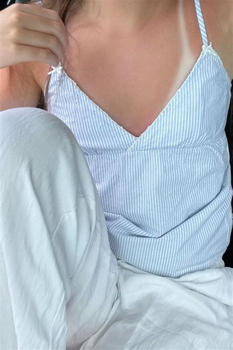 Blue And White Top Outfit Summer Blue And White Striped Tank Top