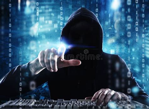 Hacker Reading Personal Information Concept Of Privacy And Security