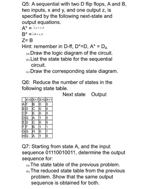 Solved Q5 A Sequential With Two D Flip Flops A And B Two