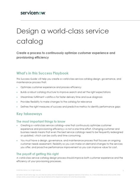 Service Catalog Playbook Pdf Application Software Trademark