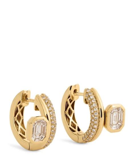 Shay And Diamond Floating Bezel Huggie Earrings In Metallic Lyst Uk