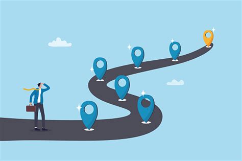 성공 로드맵 여정 마일스톤 또는 경력 경로 성취 목표 달성을 위한 경로 또는 경로 성취 평가 또는 성공으로 가는 방법 사업가 성공으로 가는 성취 이정표를 살펴봅니다 개념에