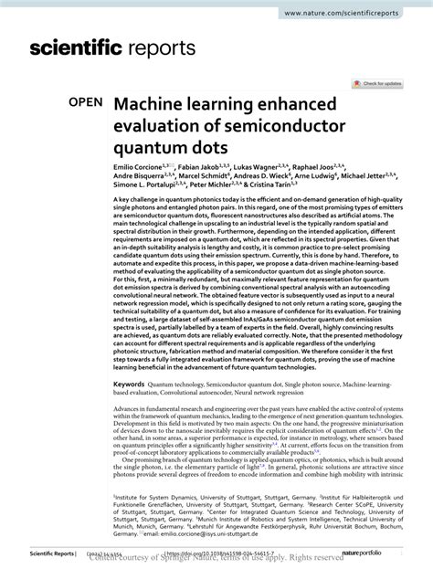 Pdf Machine Learning Enhanced Evaluation Of Semiconductor Quantum Dots