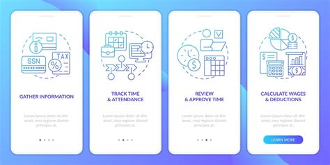 Premium Vector Payroll Processing Stages Blue Gradient Onboarding Mobile App Screen