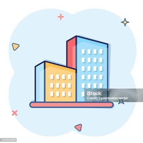 만화 스타일의 아이콘을 구축 할 수 있습니다 흰색 고립 된 배경에 타운 마천루 아파트 만화 벡터 일러스트 시티 타워 스플래시 효과 비즈니스 컨셉 건물 외관에 대한 스톡 벡터