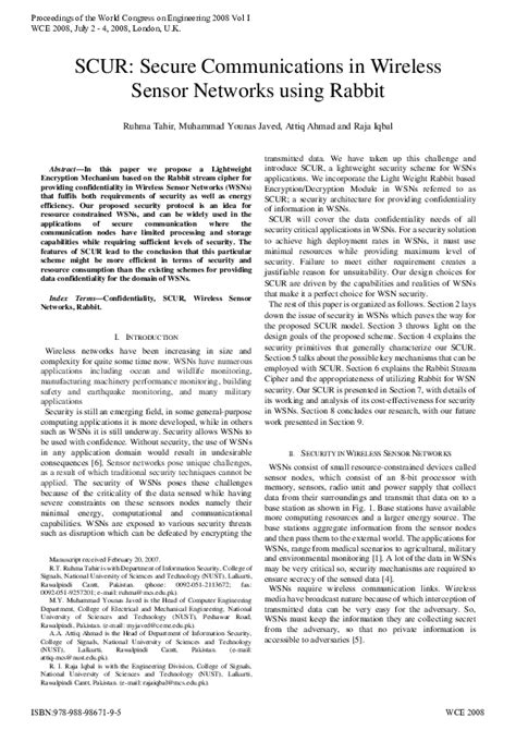 Pdf Scur Secure Communications In Wireless Sensor Networks Using Rabbit