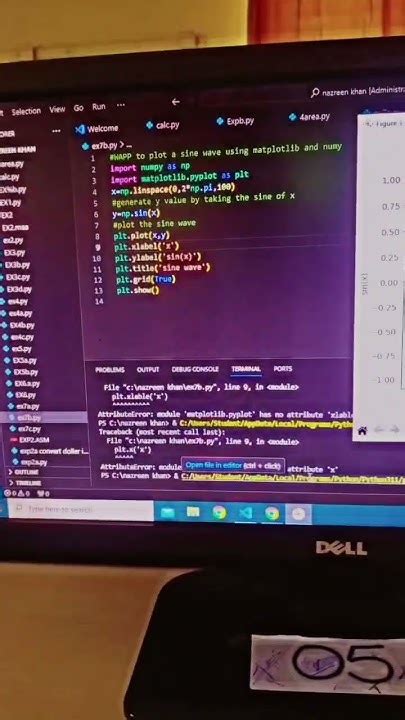 Python To Plot A Sine Wave Using Numpy Python Program Shorts Python Numpy Youtube