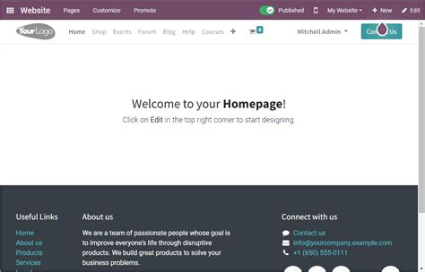 Design Your Website Page In Odoo Website Odoo V Book
