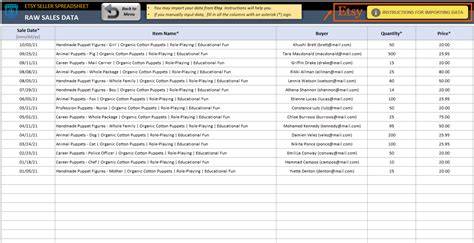 Excel Etsy Seller Spreadsheet Etsy Seller Bookkeeping Template