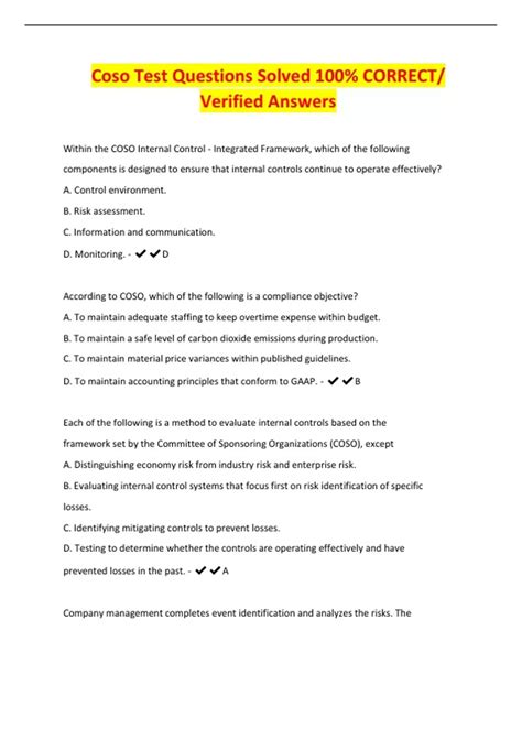 Coso Test Questions Solved 100 Correct Verified Answers Coso Stuvia Us