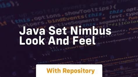 Java Set Nimbus Look And Feel YouTube