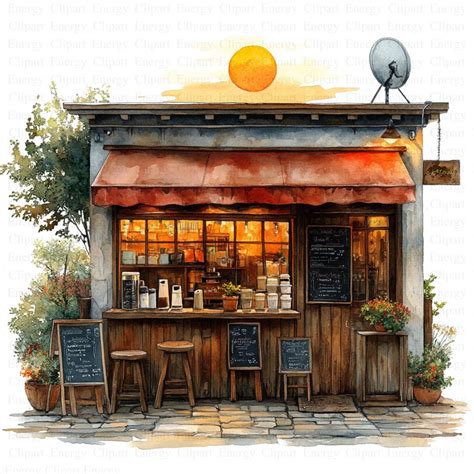 Tiny Coffee Shop Clipart 5 High Quality S Digital Download