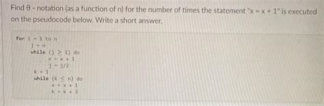 solved find θ notation as a function of n for the