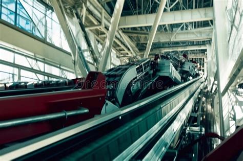 Modern Airport Terminal Architecture With Architectural Details And Futuristic Transport Stock