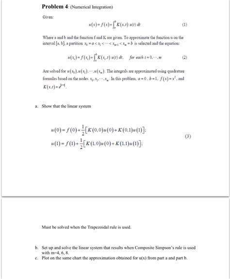 Solved Numerical Integration A Show Chegg Com