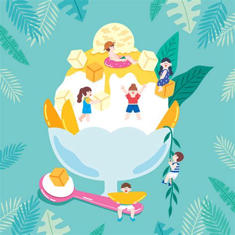 여름일상과일 빙수 벡터 일러스트 유토이미지 상세페이지 베이직샵 일러스트 22135705