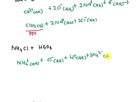 Solved Write Complete Ionic Equations For The Following Combinations Of Solutions And The
