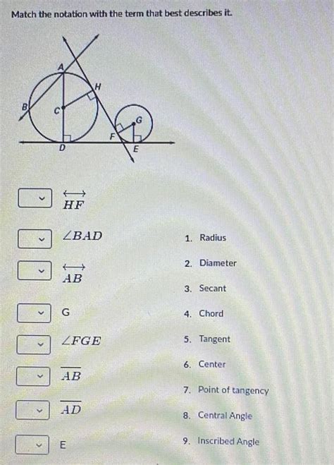 Answered Match The Notation With The Term That Best Describes It D Hf