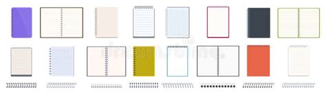 Notebook Spiral Binders Icons Set Collection Of Blank Spiral Bound Notepads Showing Different