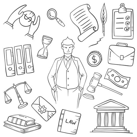 Lawyer Jobs Or Profession Doodle Hand Drawn Set Collections 3527226 Vector Art At Vecteezy