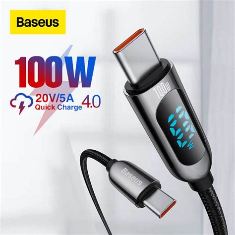 Jual Baseus Kabel Data USB Type C To Type C 100W 5A LED Display Watt Fast Quick Charging Power