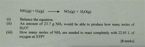 solved nh3 g o2 g no2 g h2o g balance the equation