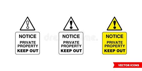 Site Security Sign Notice Private Property Keep Out Icon Of 3 Types