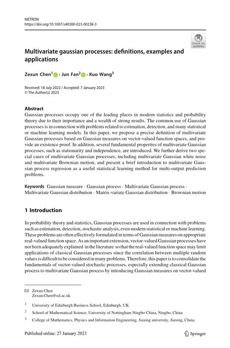 pdf multivariate gaussian processes definitions examples and
