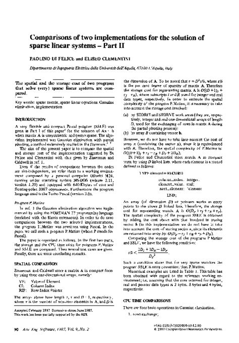 Pdf Comparisons Of Two Implementations For The Solution Of Sparse