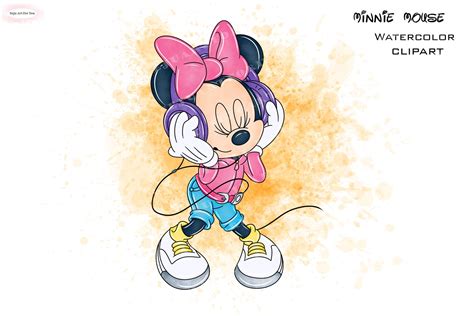 Minnie Watercolor Minnie Mouse Clipart Minnie Watercolor Etsy
